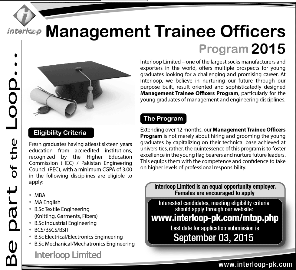Interloop Pakistan Job Management Trainee Officers Program 2015 Form