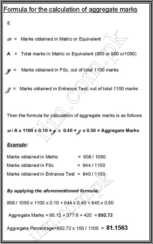 UHS MCAT Aggregate Formula 2016, How to Calculate Marks