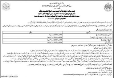 STEVTA Admission 2022 Form, Last Date, Fee Structure