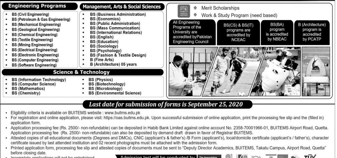 BUITEMS Admission Fall 2022 Admission Form