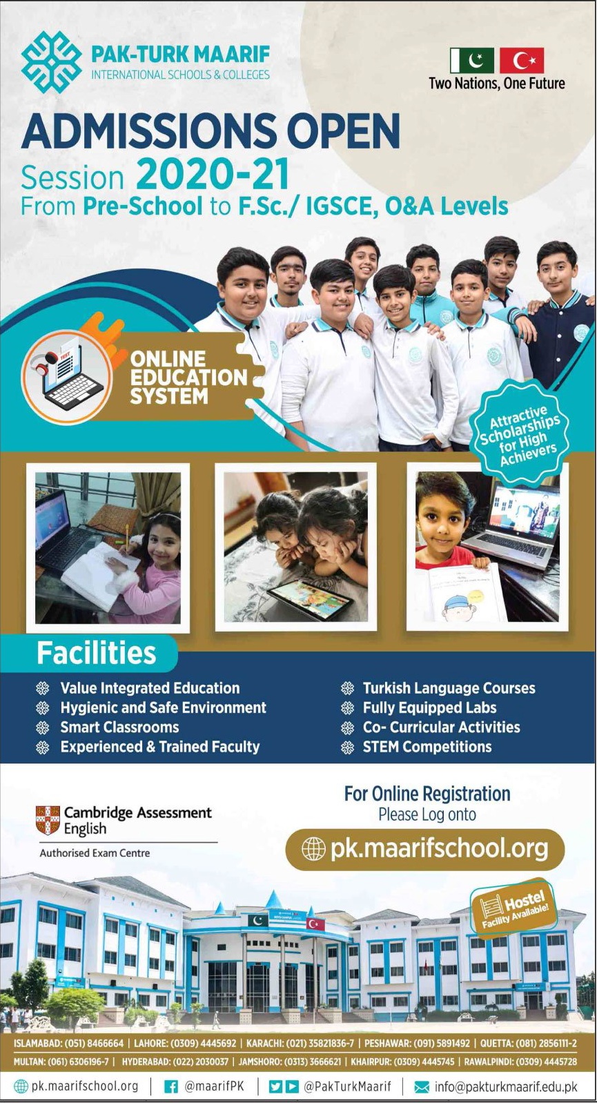 Pak Turk Maarif International School and College Admission 2025