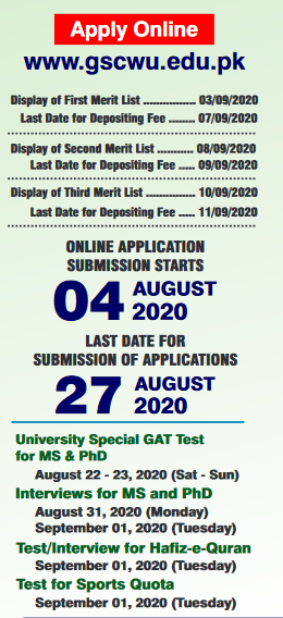 GSCWU Merit List 2022 1st, 2nd, 3rd Govt Sadiq College University ...