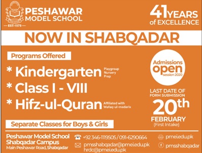 Peshawar Model School Admission 2020
