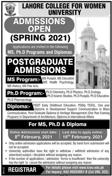 Lcwu Phd Admission 2025 Entry Test Result Merit List