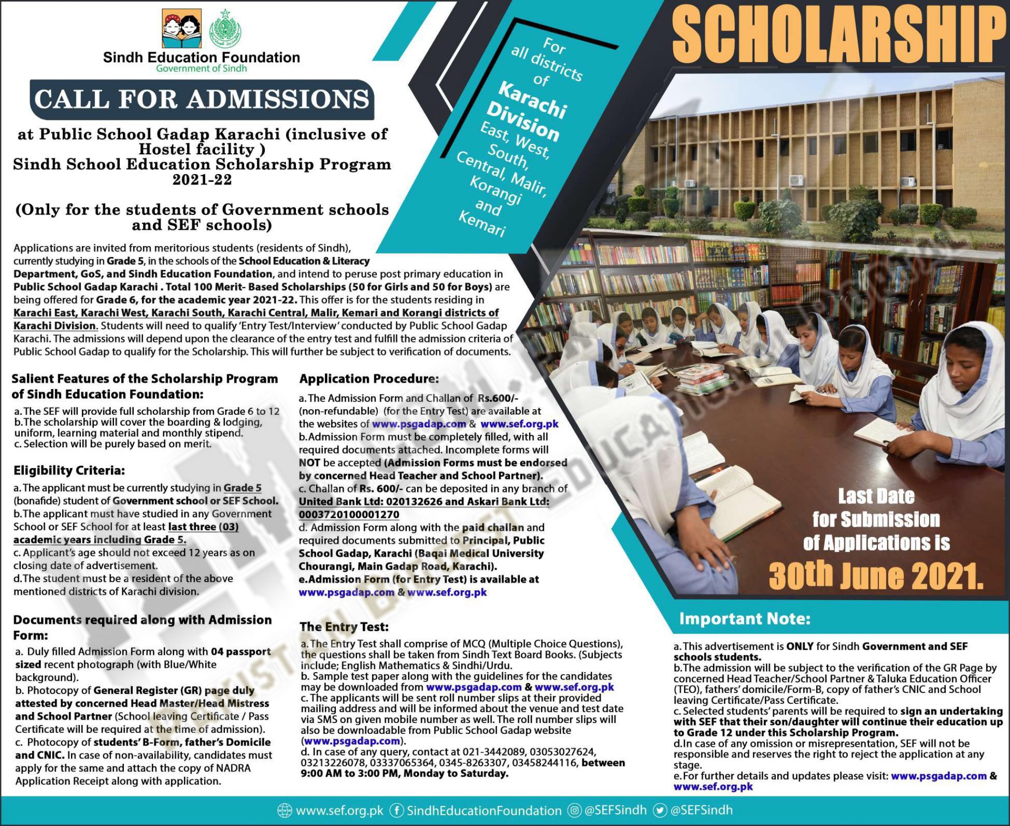 Sindh School Education Scholarship Program 2021