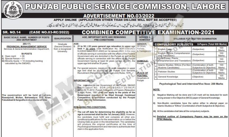 PPSC PMS Roll No Slip 2024 Provincial Management Services