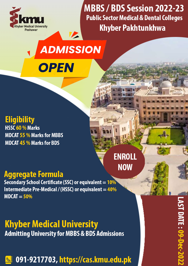 Khyber Medical University Peshawar Admission 2023
