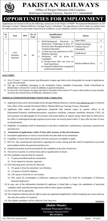 Pakistan Railway Jobs 2025 Application Form