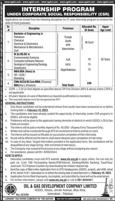OGDCL Internship Past Papers 2024