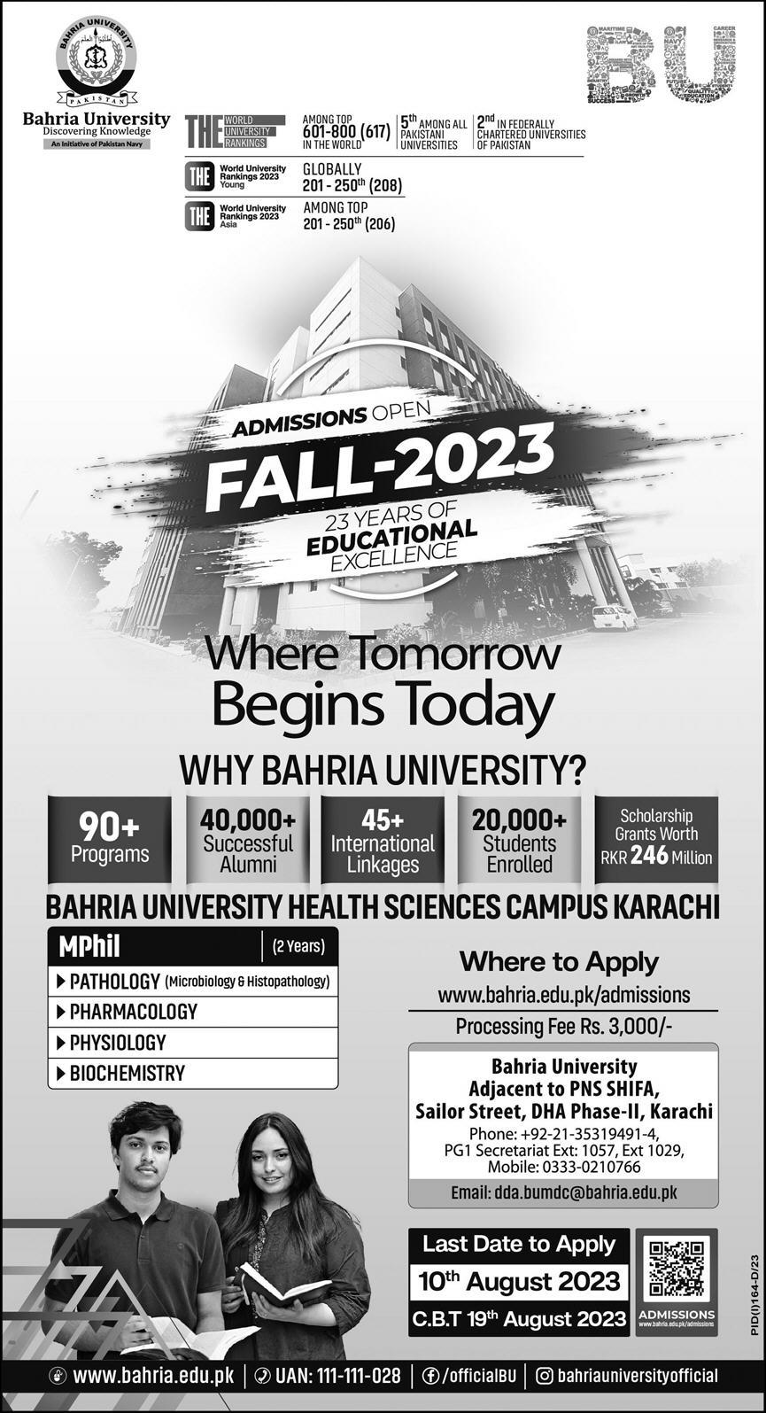Bahria University Islamabad Admission 2023 Apply Online