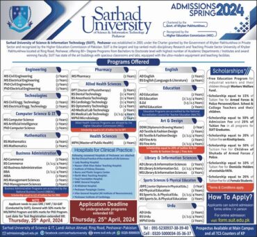 Sarhad University Peshawar Admission 2025 Form
